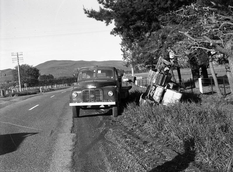 Rural. Austin Loadstar Truck Beside an Accidenally Overturned Bulldozer ...