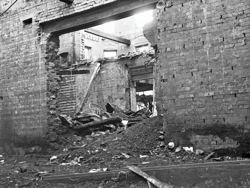 Ballantyne's Fire. Aftermath. Inside Brick interior of the Building ...