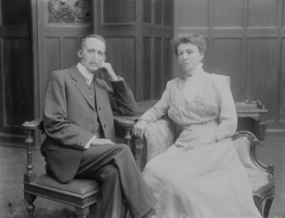 Portrait. Mr G C Saxton and Lady. Christchurch, Canterbury, New Zealand ...