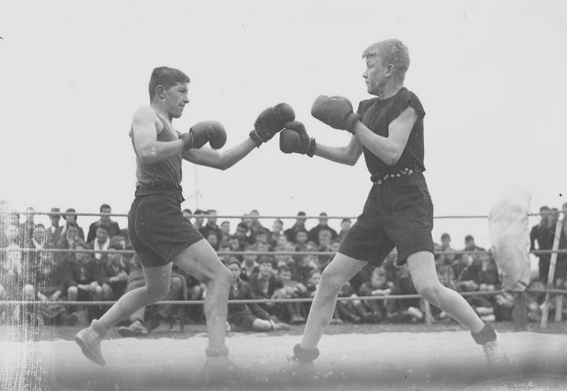 Education. School. Boxing Match. High School Boys, with Audience of ...