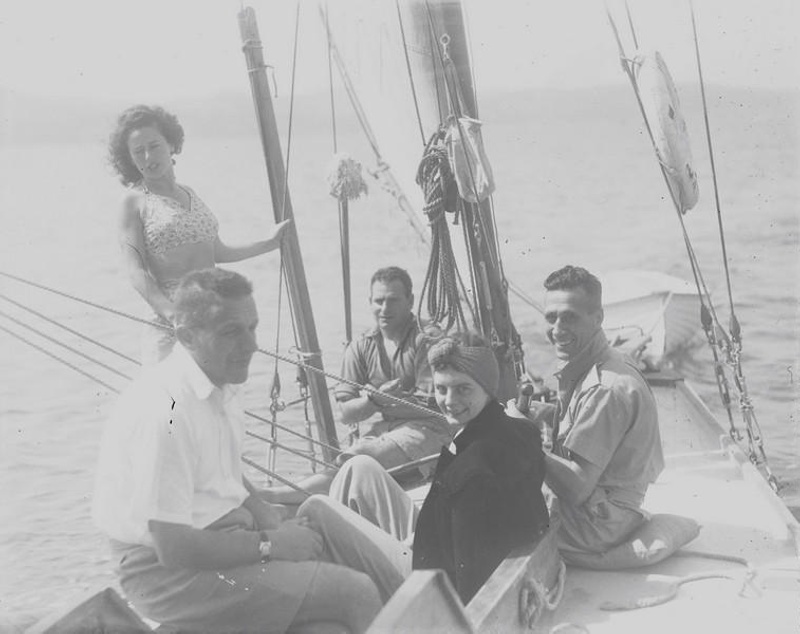 Sailing. Men and Women With Their Trusty Lifeboat Behind. At Sea ...