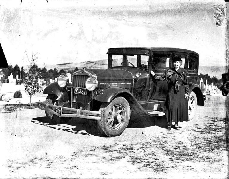 Motor Vehicle. Unidentified Car with Woman at the Linwood Cemetery ...