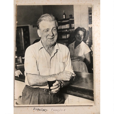 Photo - of Dobell having a beer at Wangi Pub; P2000/80 | eHive