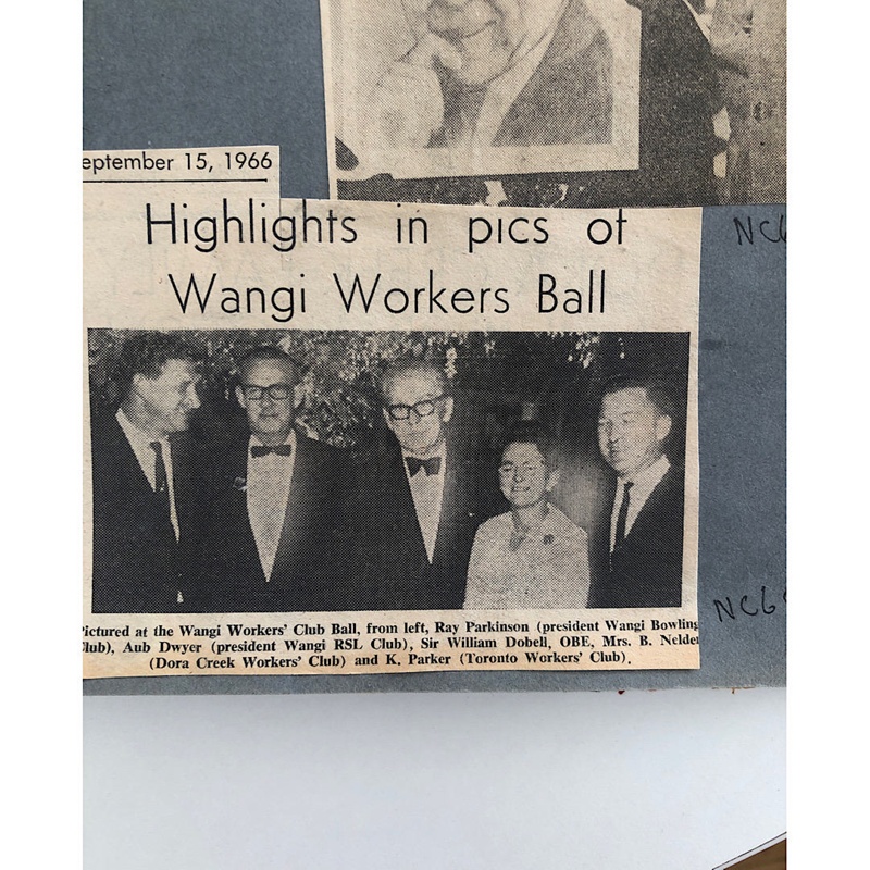 Newspaper article - Highlights in pics of Wangi Workers Ball.; 15/9 ...