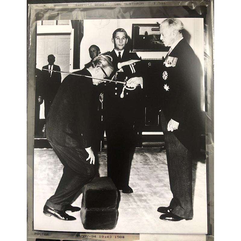 Photo - of Dobell being knighted by Lord Casey plus negative; P2000/37 ...