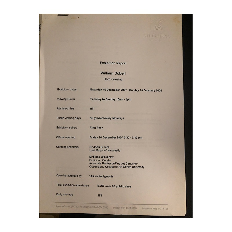 Report on Exhibition William Dobell Hard Drawing 2008; 2008; PB2010 ...