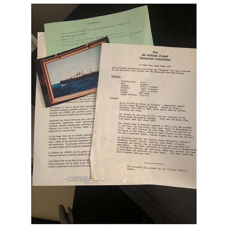 Documents on Cotopaxi - boat painted by Dobell's father Robert on ...