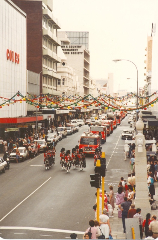 Photograph, Parade celebrating official opening of Perth Fire Station ...