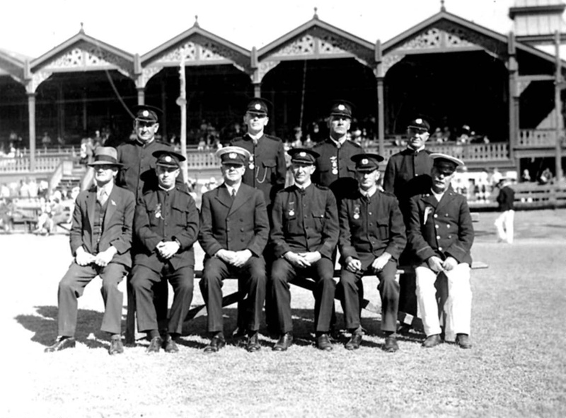 Photograph, Group of fire brigade notables at the Fremantle oval for ...
