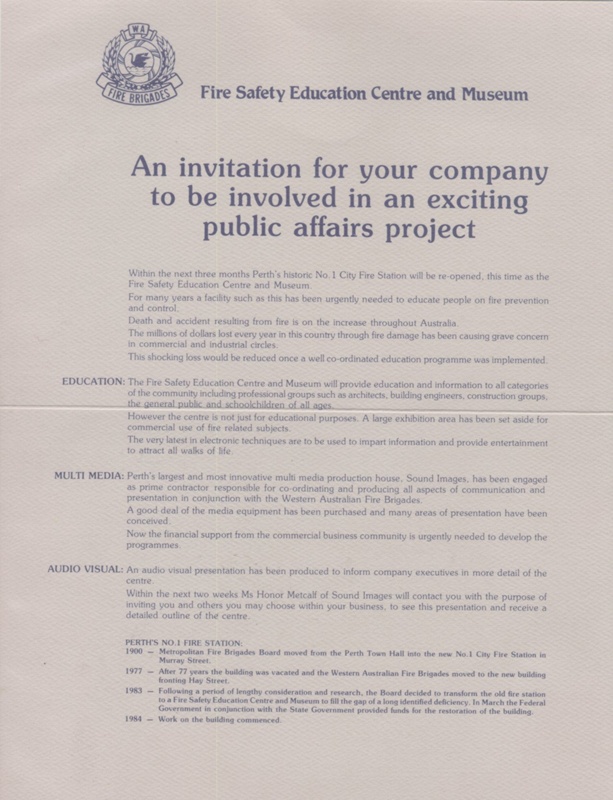 Invitation, Fire Safety Education Centre & Museum; 1984?; FB2005.144 ...