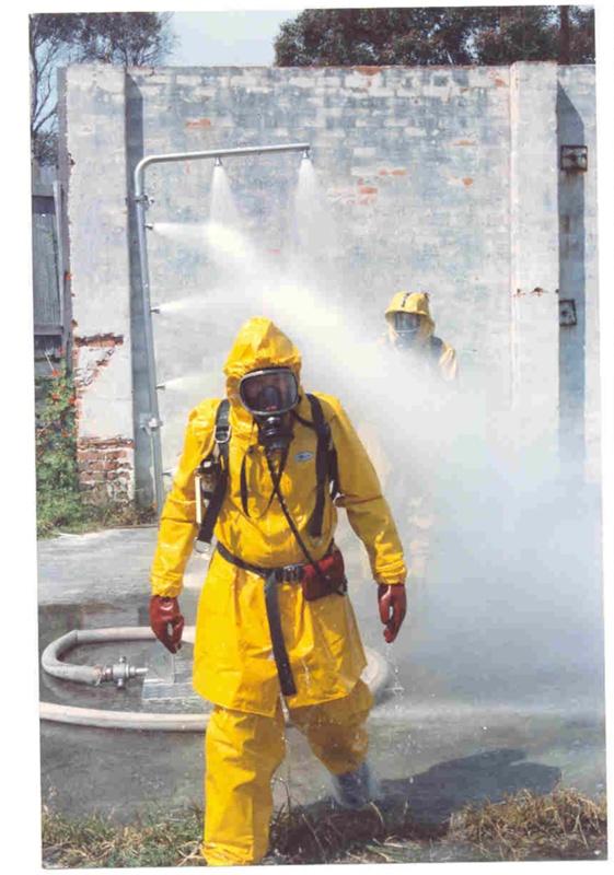 Photograph, Rinsing of Protective Clothing, Hazardous Materials (HAZMAT ...