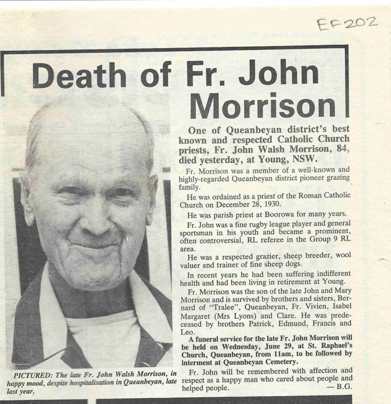 Death of Fr John Walsh Morrison 1988; EF2014.202 | eHive