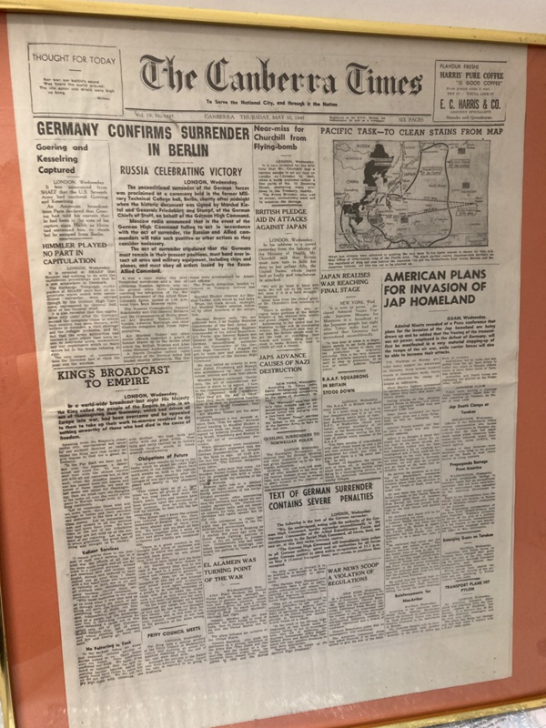 Newspaper - 1945 German Surrender WW2.; The Canberra Times; May 10 1945 ...