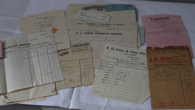 Collection of Receipts of various Business Houses, McCawley Family ...