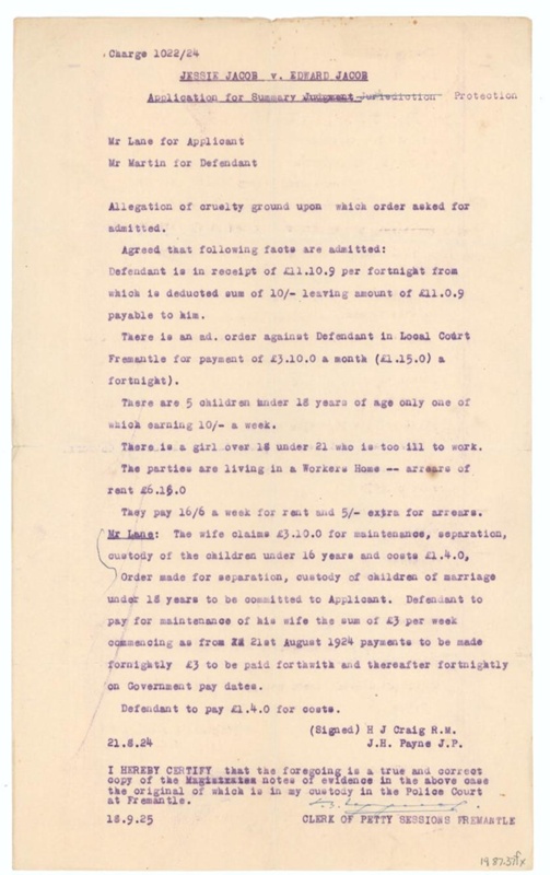 Application for Summary Protection, Jessie Jacob v. Edward Jacob; 1987 ...