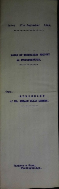 Admission of Mr Edward Elias Lonnen re Manor of Woodfidley Rectory in ...