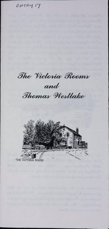 Leaflet, The Victoria Rooms and Thomas Westlake; 1980; FGBFM/04/17g | eHive