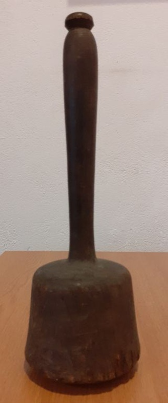 Wooden lead working tool, handle and rounded head made from one piece ...