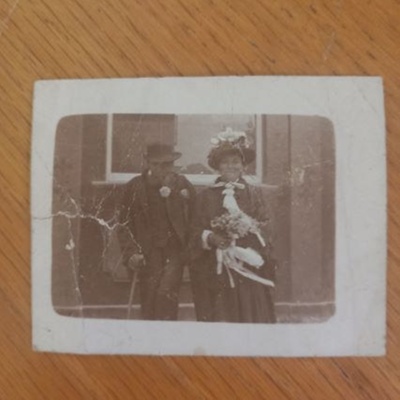post card photograph of possible bride and groom; P/82/861 | eHive