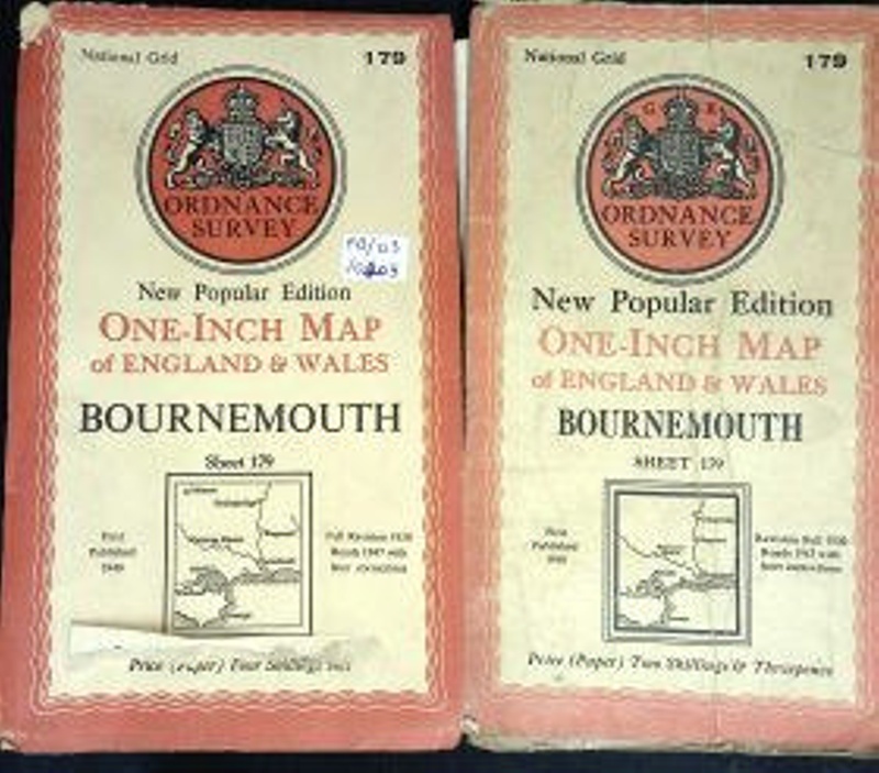 2 x Ordnance Survey One-Inch Map of England & Wales - Bournemouth Sheet ...