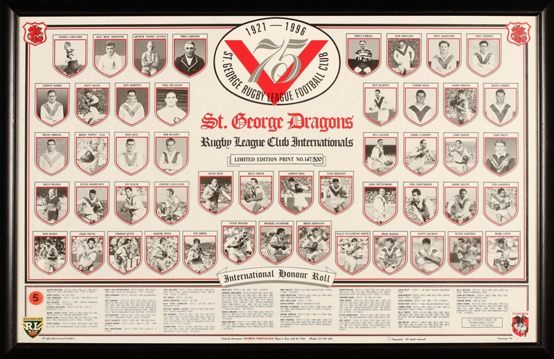 Poster - St George Dragons Rugby League Football Club Internationals ...