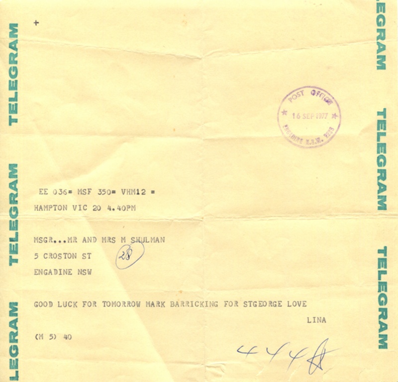 Telegram - 16th Sep 1977 - Mark Shulman Collection; 1977; 23-0038 | eHive Telegram - 16th Sep 1977 - Mark Shulman Collection; 1977; 23-0038 | eHive