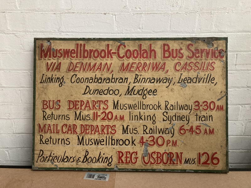 Muswellbrook-Coolah Bus Service Sign; 2024.O.S.P.1 | eHive