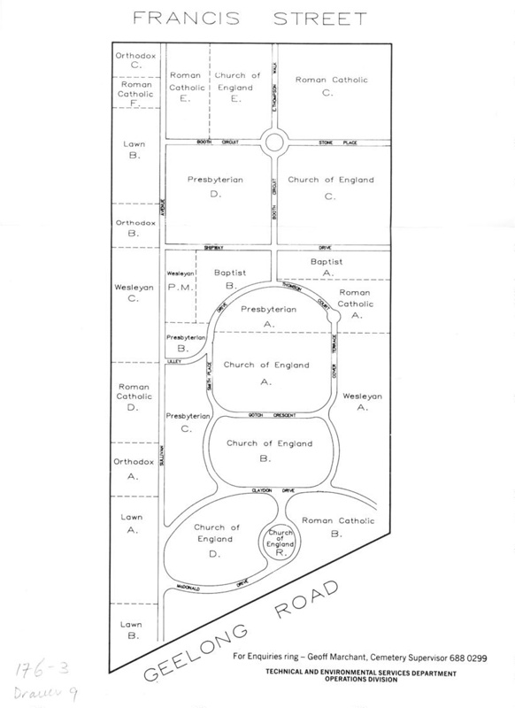 Plan of Footscray Cemetery; Rees, R.; 1945|1970 c.; VFHS5176|5176-1 ...