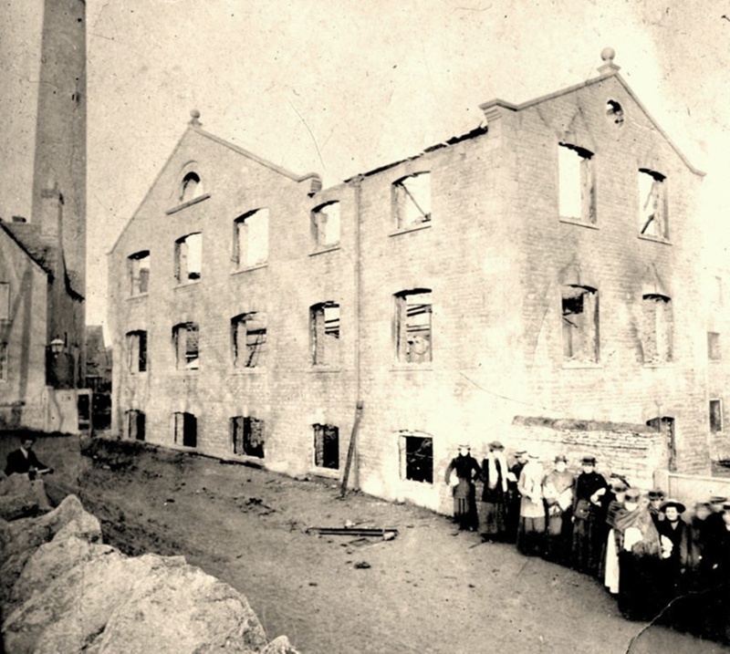 A postcard (faded) showing the aftermath of the Witney Mill Fire of 11. ...