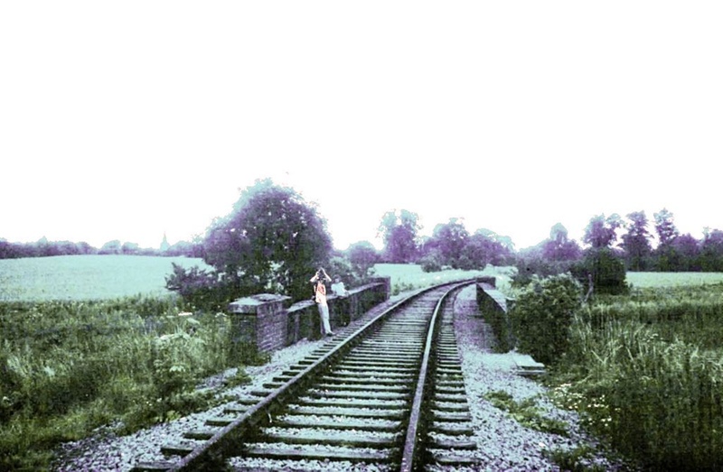 A colour view showing the Evenlode Bridge on the Witney Railway between ...