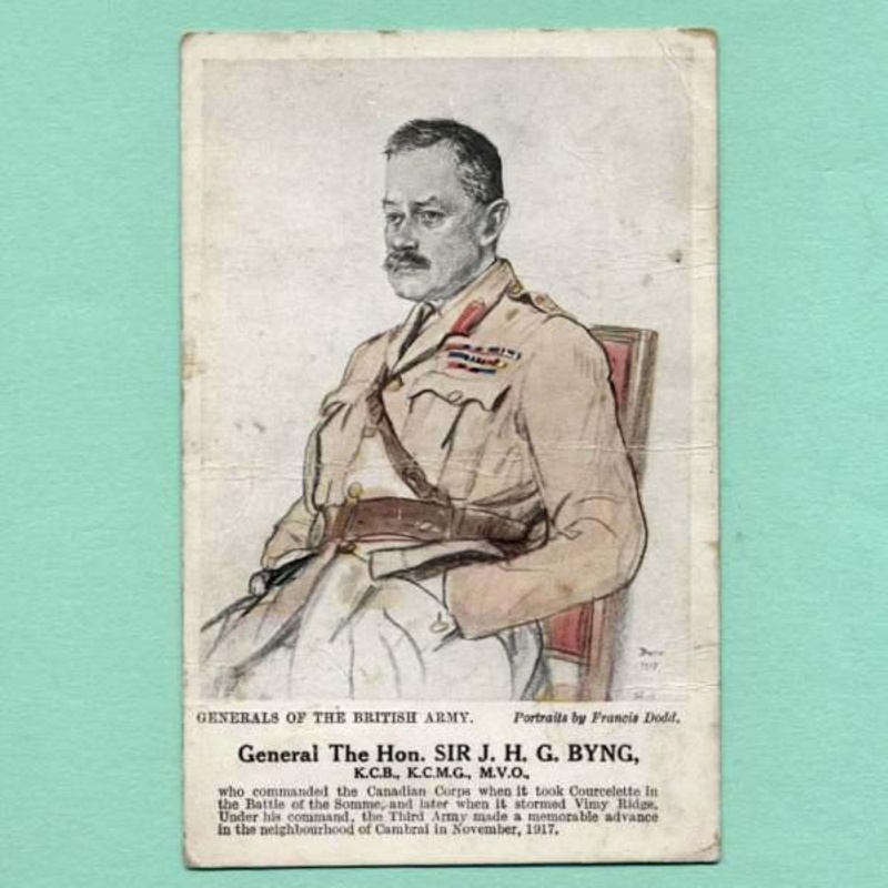 A World War I postcard showing General Byng. Potrait image by Francis ...