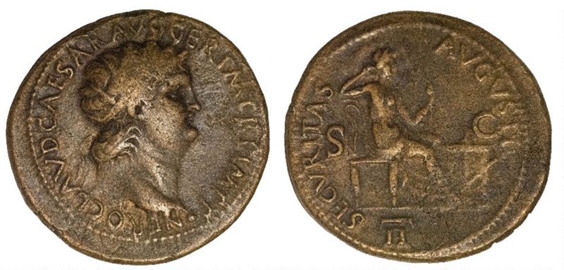 Roman Imperial Coin, Bronze Dupondius, Nero; 62-68 CE; Italy, Rome; 178 ...