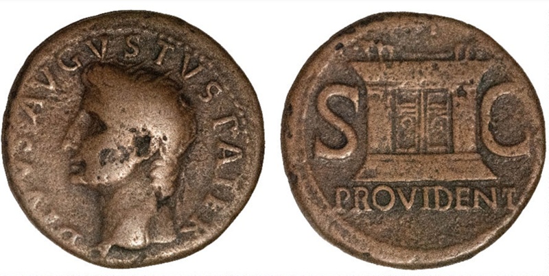 Roman Imperial Coin, Bronze As, Tiberius; 22-30 CE; Italy, Rome; 158 ...