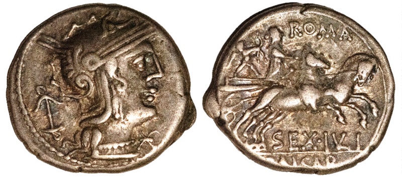 Roman Republican Coin, Silver Denarius; 129 BCE; Italy, Rome; 72 | eHive