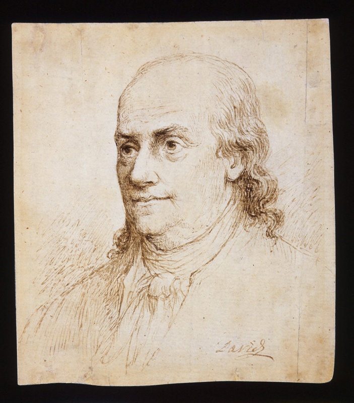 Portrait sketch of Benjamin Franklin (David?); David, Jacques Louis ...