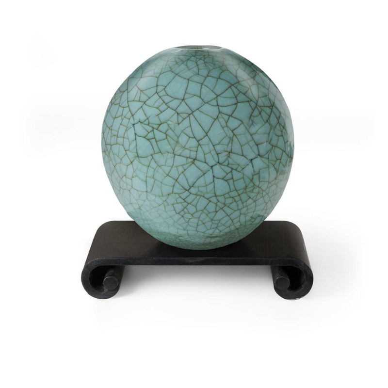 Large Spheroid Celadon Vase with Crackle Glaze; SHIMIZU Uichi (1926 ...