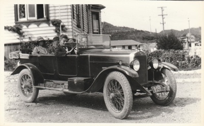 Geoffrey Fairfield at the wheel of his car, registration 8-958. His ...