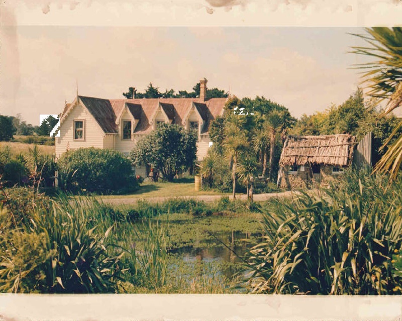 Photograph of the sod cottage and Puhinui; P 2020.01.13 | eHive