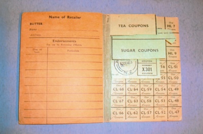 The inside facing pages of a ration book used by Mrs Hannah Grigg in ...