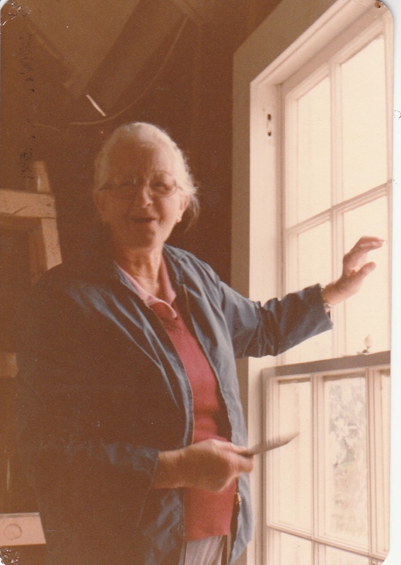 Dorothy Stacey painting the window in Ararimu School.; July 1983; P2021 ...