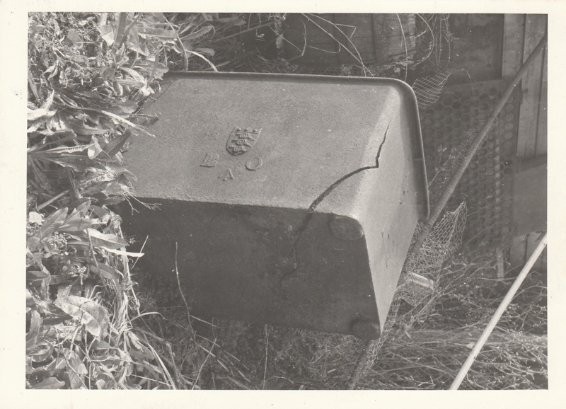 Ordnance box, used by Fencibles, with markings, a crest, date 185 ...