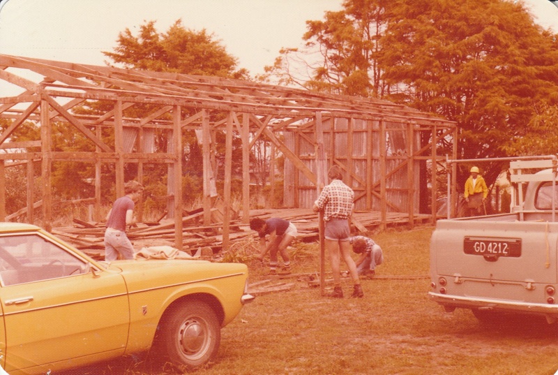 A working bee demolishing Udy's Barn in Udys Road.; La Roche, Alan; 15 ...