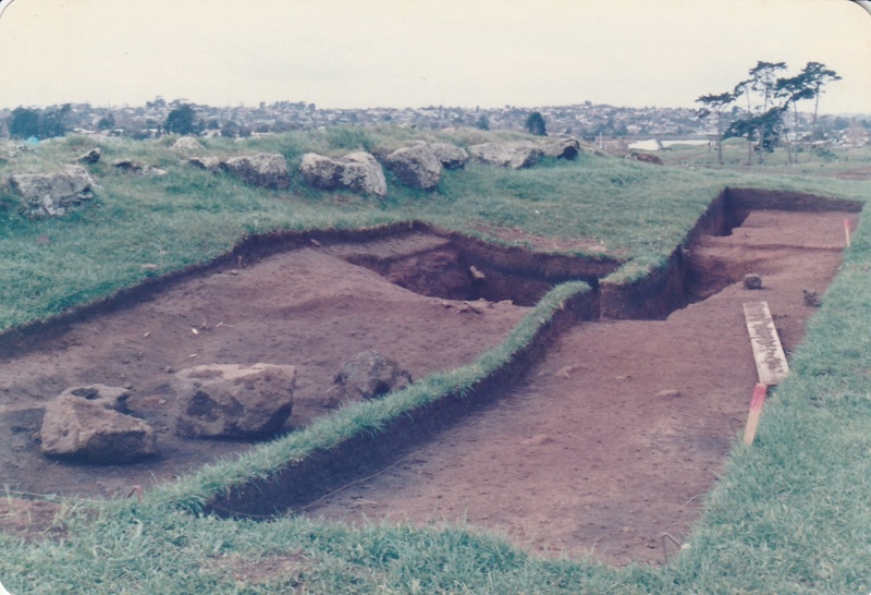 Exposed trenches at the Flat Rock excavation in Manukau, possibly at ...