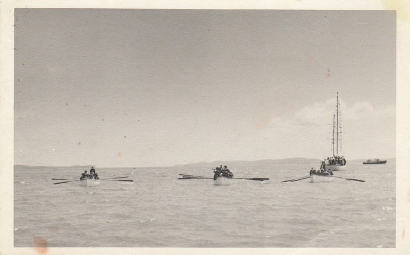 A ship arriving off Howick Beach during the November 1965 re-enactment ...
