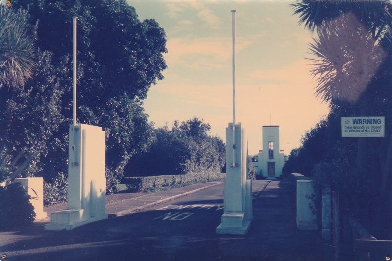 The entrance gateway to Musick Point Radio Station; La Roche, Alan ...