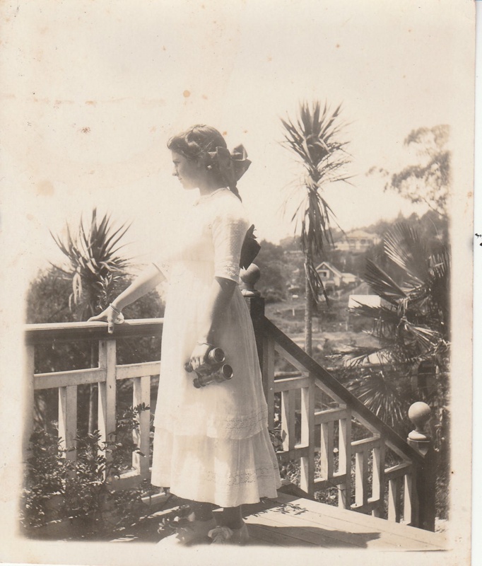 Miss Connie Wyatt on the verandah of the Wyatt home.; 1912; P2022.58.01 ...