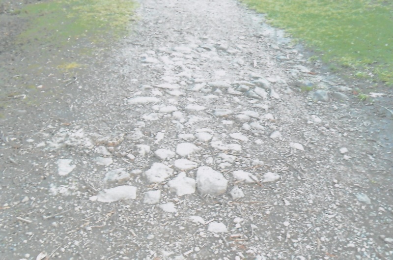 The scoria slab road on the southern end of Hattaway bridge, before the ...