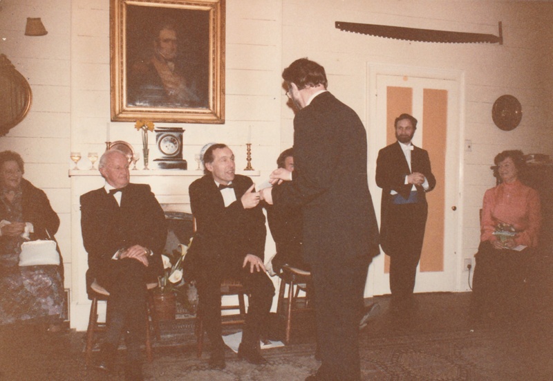 Graeme McDonald (president) presenting a gift to Dr Mark Donald at a ...