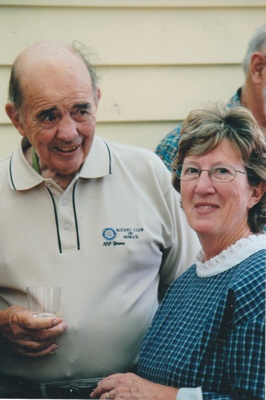 John Burt (from Rotary) and Judy Wilson in costume, at a celebration ...