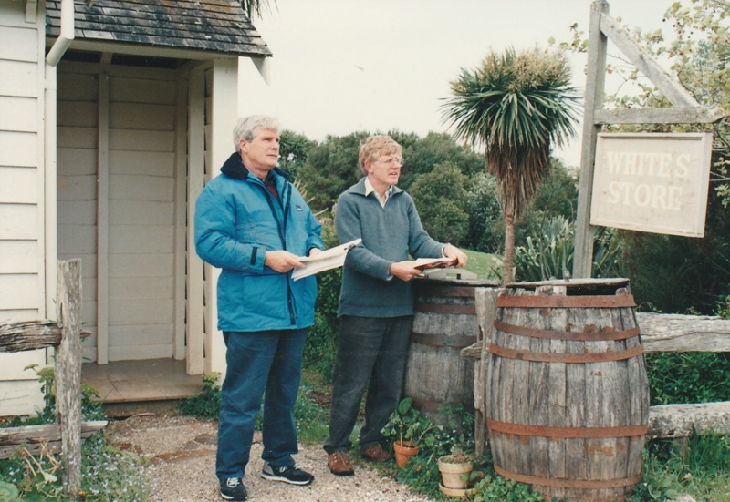 Ian Rankin and Alan la Roche, outside White's Store in Howick ...